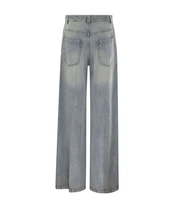 Brunello Cucinelli Embellished Soft Denim Low Slung Trousers - Gray