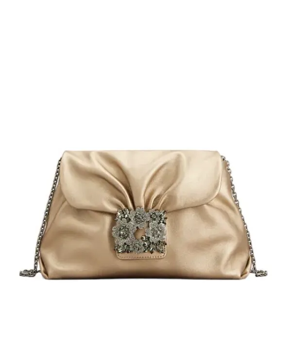 ROGER VIVIER Efflorescence Mini Clutch In Leather - Gold
