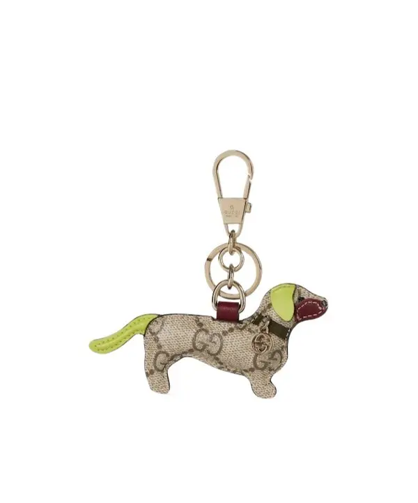 Gucci Dog Charm With Interlocking G Detail - Beige/dark Brown