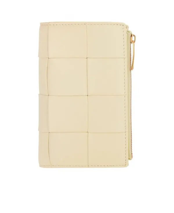 Bottega Veneta Cassette Bi-fold Leather Wallet - Nude