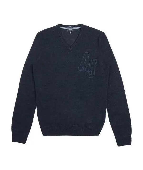 Emporio Armani V-neck Long-sleeved Pullover With Logo Detail