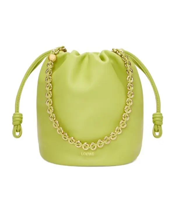 Loewe Chain Strap Bucket Shoulder Bag - Green
