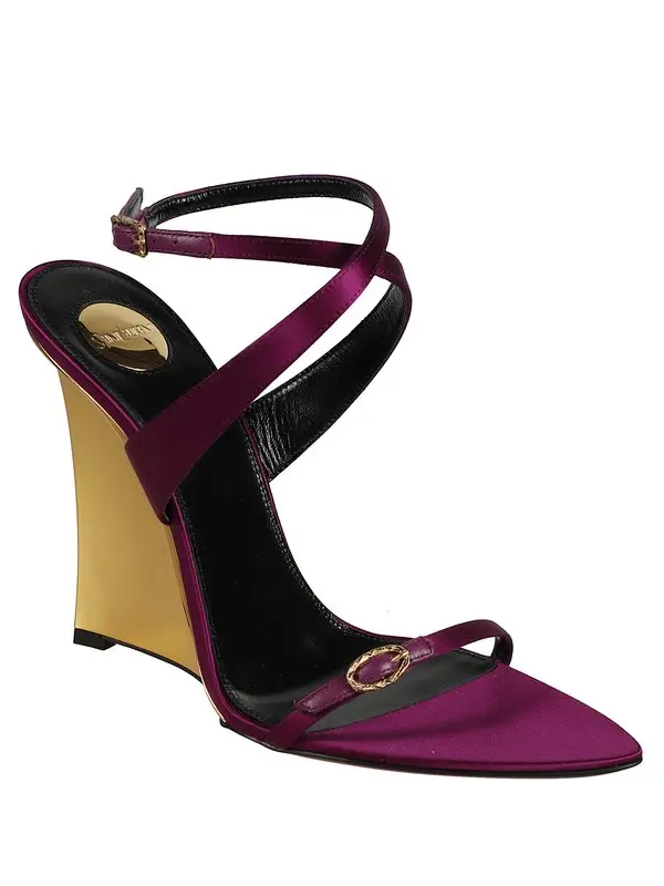 Saint Laurent Open Toe Wedge Sandals