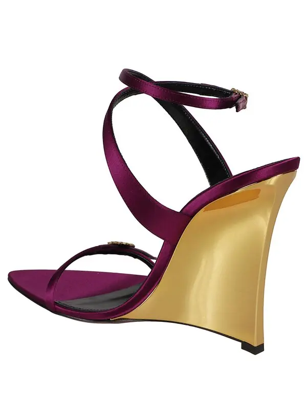 Saint Laurent Open Toe Wedge Sandals