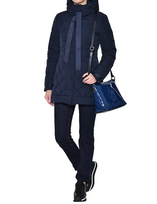 Emporio Armani Hooded Quilted Down Jacket With Ribbon Detail