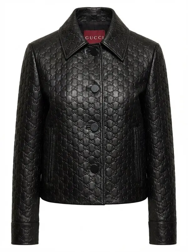 Gucci Embossed Gg Leather Jacket