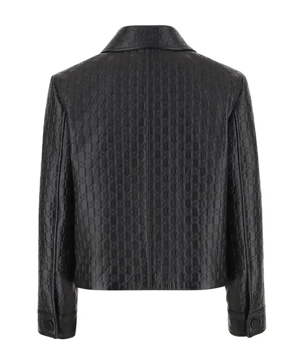 Gucci Embossed Gg Leather Jacket