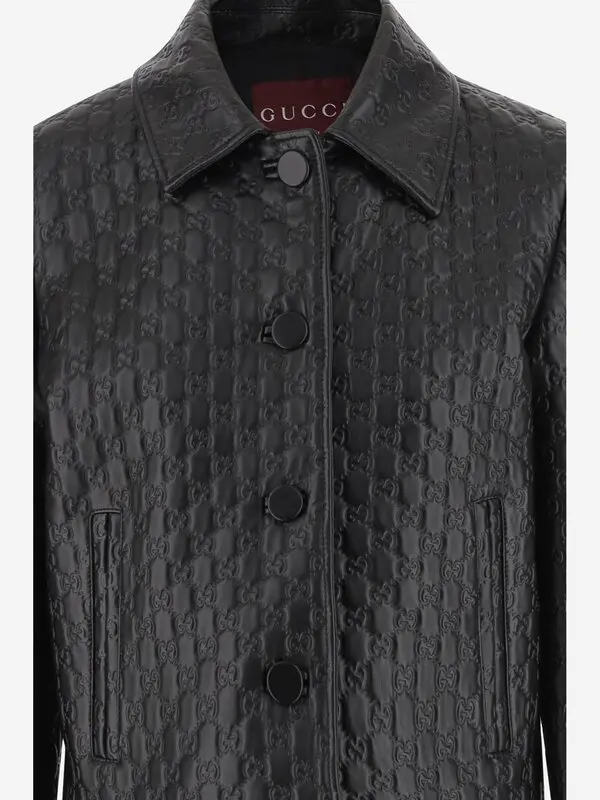 Gucci Embossed Gg Leather Jacket