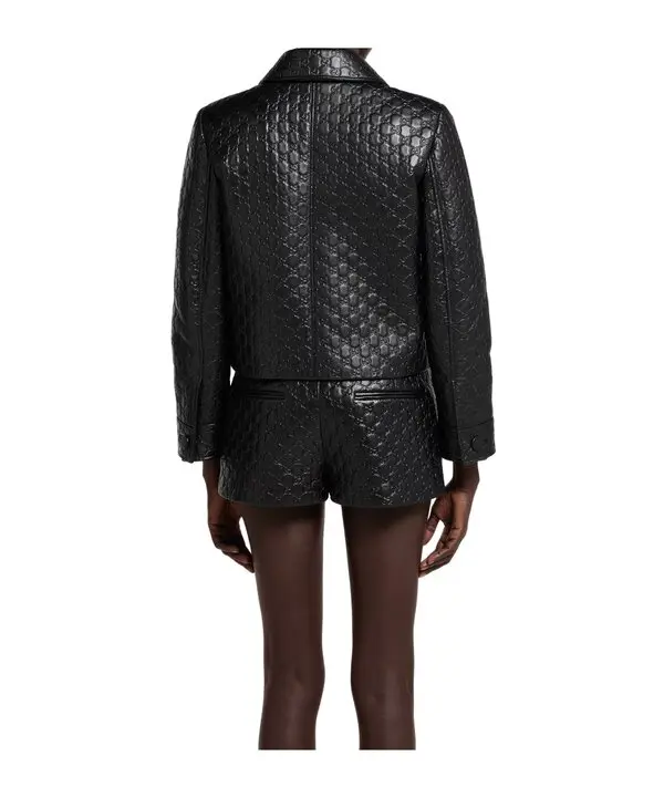 Gucci Embossed Gg Leather Jacket