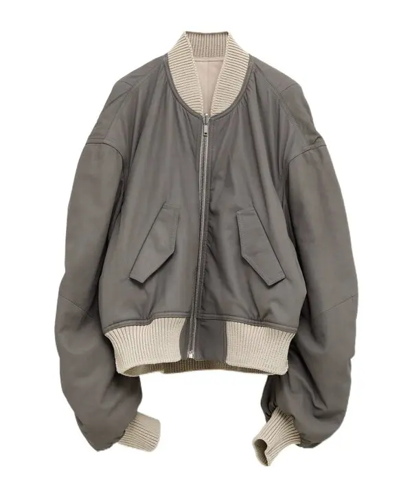Rick Owens Temple Secchia Oversized Bomber Jacket - Gray