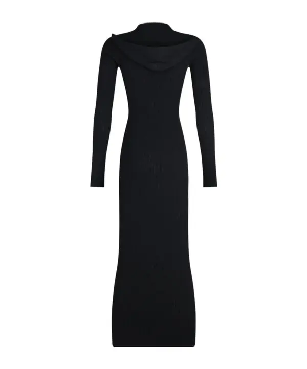 Alaïa Ribbed Knit V-neck Maxi Dress