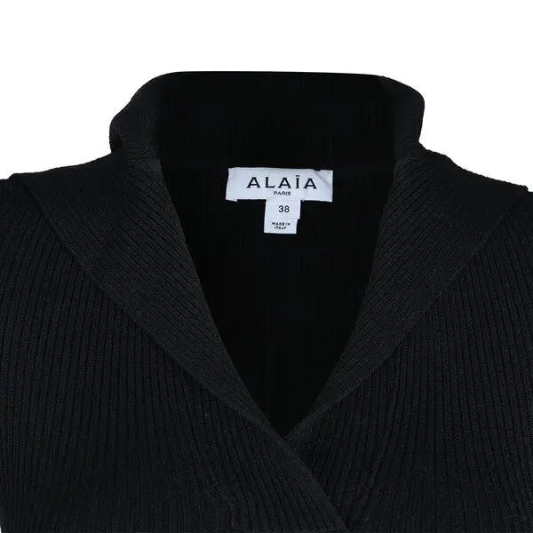 Alaïa Ribbed Knit V-neck Maxi Dress
