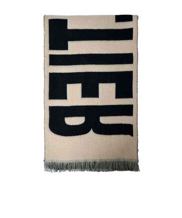 JEAN PAUL GAULTIER Logo-detail Knitted Scarf - Ecru/black