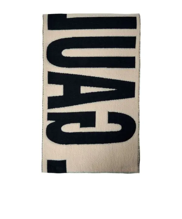 JEAN PAUL GAULTIER Logo-detail Knitted Scarf - Ecru/black