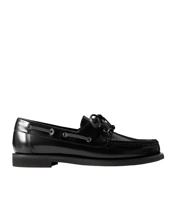 Brunello Cucinelli Lace-up Loafers With Monili Bead Embellishments