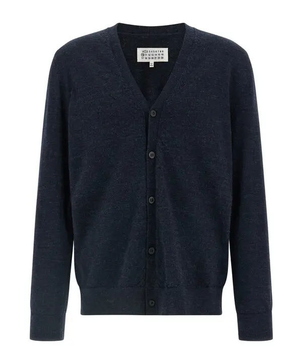 MAISON MARGIELA V-neck Cardigan With Elbow Patches - Blue