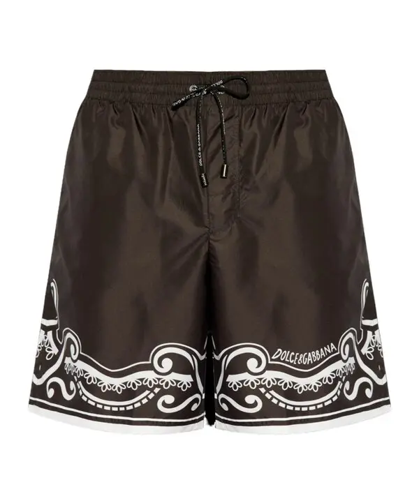 Dolce & Gabbana Bandanna Printed Mid-length Swim Trunks - Black