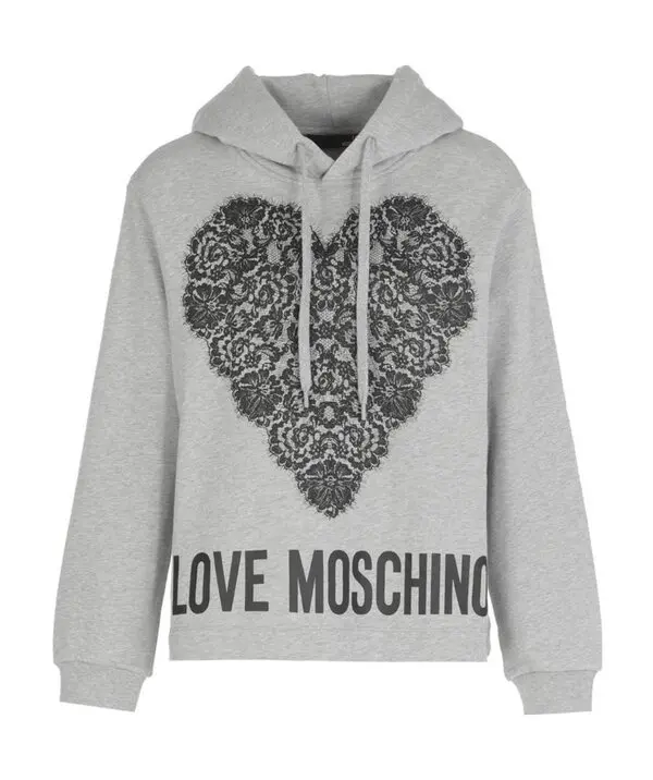 Moschino Hooded Sweatshirt With Lace Heart Detail