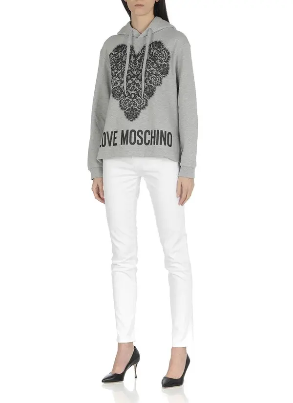 Moschino Hooded Sweatshirt With Lace Heart Detail