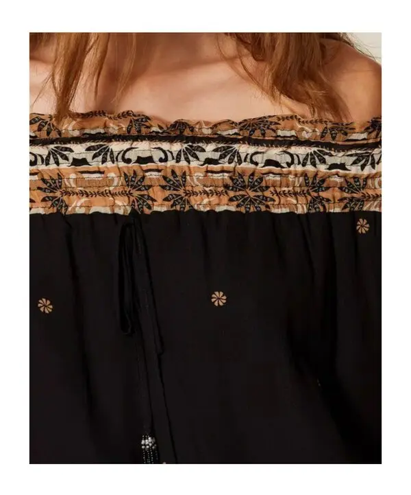 TWINSET Printed Off-shoulder Long Sleeve Blouse