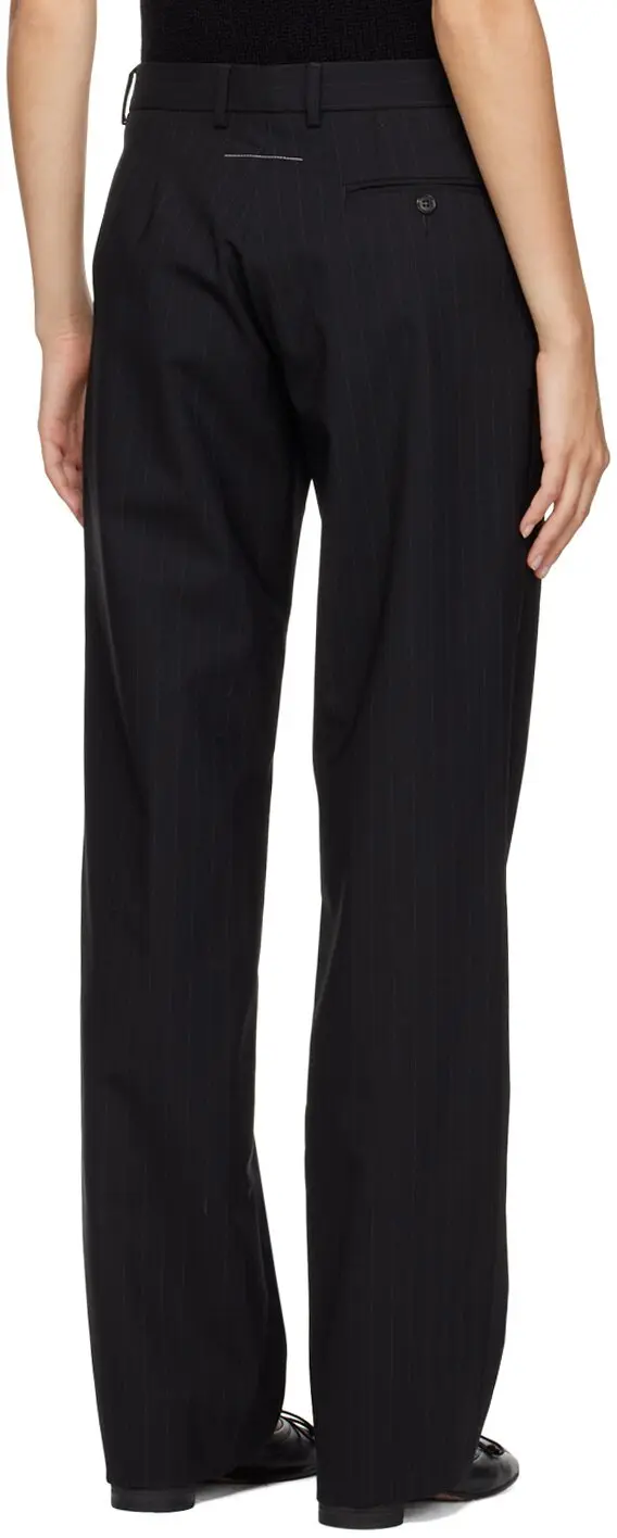 MAISON MARGIELA Straight-fit Tailored Trousers With Logo Embellishment - Black