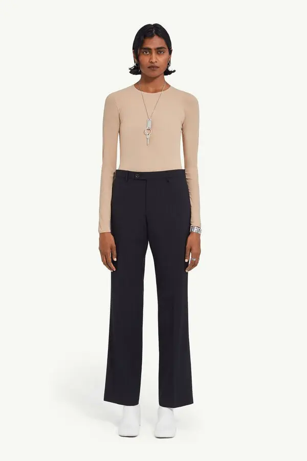 MAISON MARGIELA Straight-fit Tailored Trousers With Logo Embellishment - Black