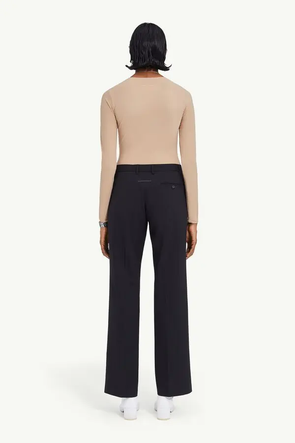 MAISON MARGIELA Straight-fit Tailored Trousers With Logo Embellishment - Black