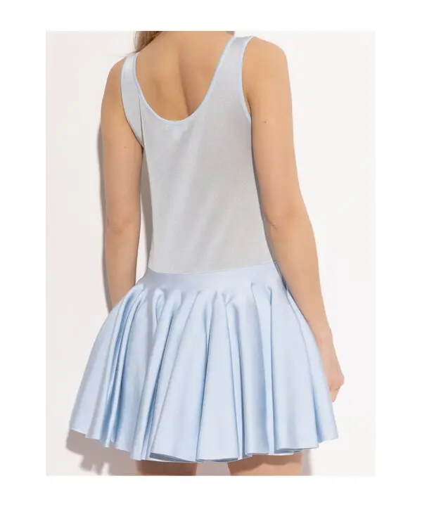 Alaïa Sleeveless U-neck Dress With Pleated Trumpet Hem