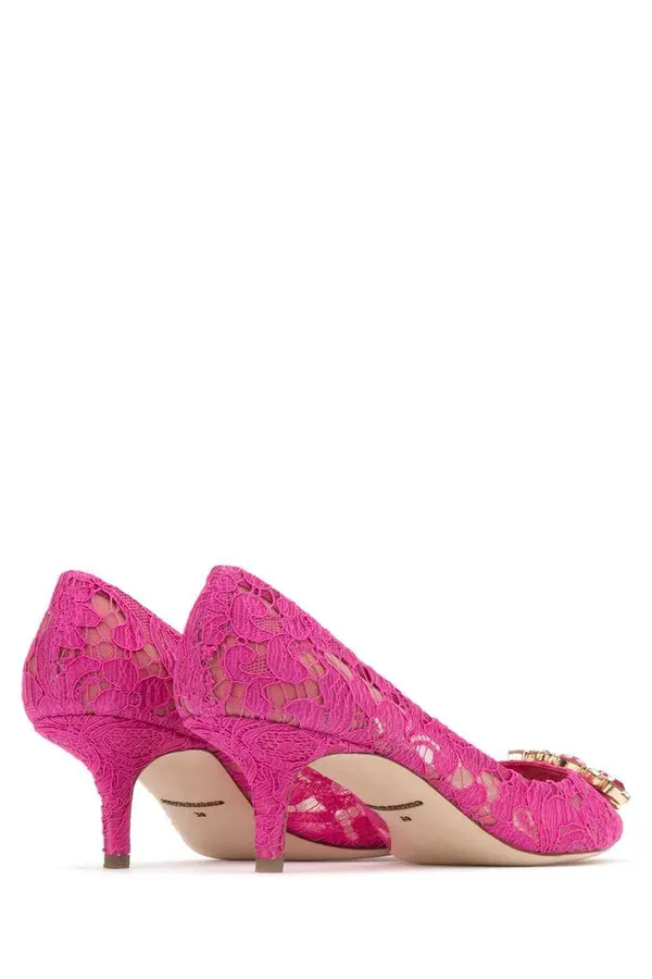 Dolce & Gabbana Embellished Lace Pumps - Fuchsia