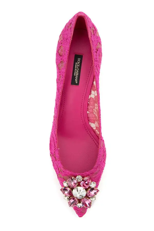 Dolce & Gabbana Embellished Lace Pumps - Fuchsia