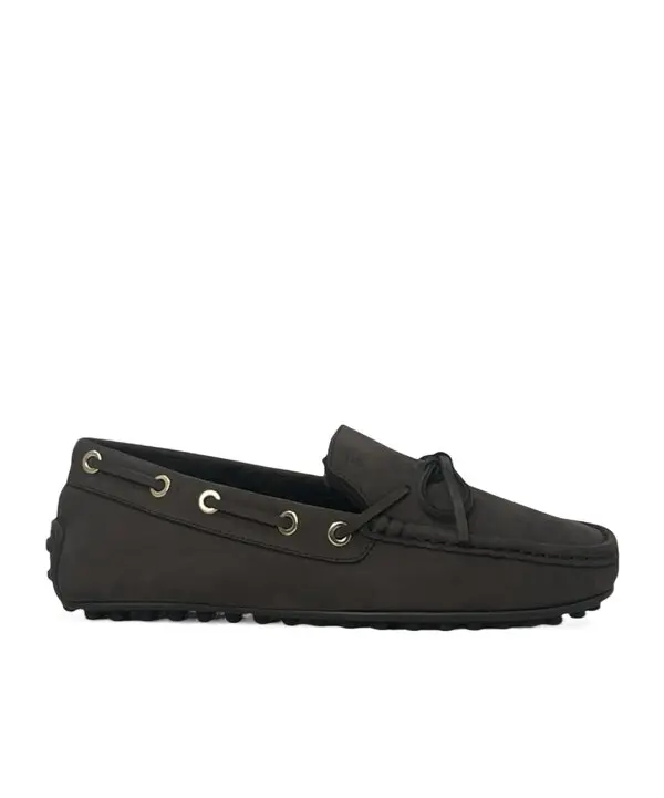 TOD'S Round Toe Slip-on Loafers With Drawstring - Black