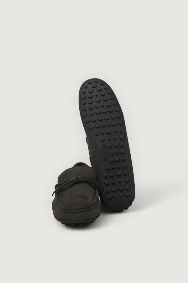 TOD'S Round Toe Slip-on Loafers With Drawstring - Black