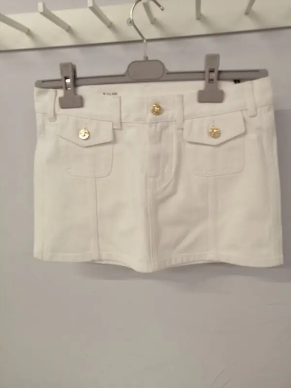 Celine Mini Skirt In Optic Wash Denim