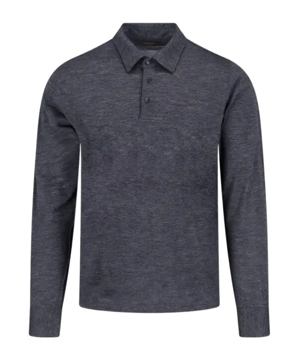 ZANONE Long Sleeved Polo Shirt - Grey
