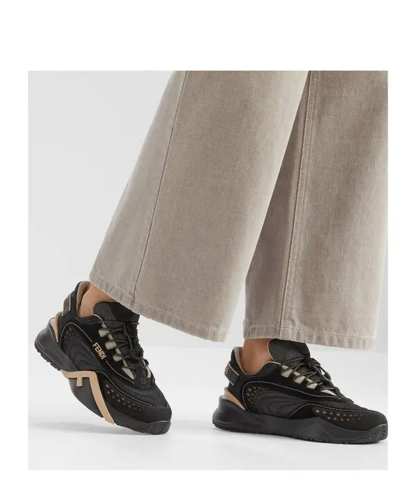 Fendi Flow Low-top Sneakers With Drawstring Closure - Black