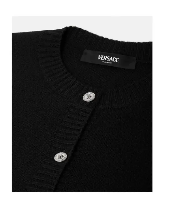 Versace Crewneck Knitted Shirt Dress With Embellishments