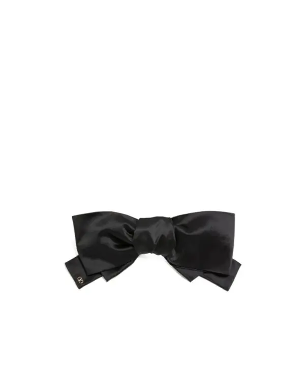 Valentino Garavani Vlogo Plaque Bow Hair Clip - Black/gold