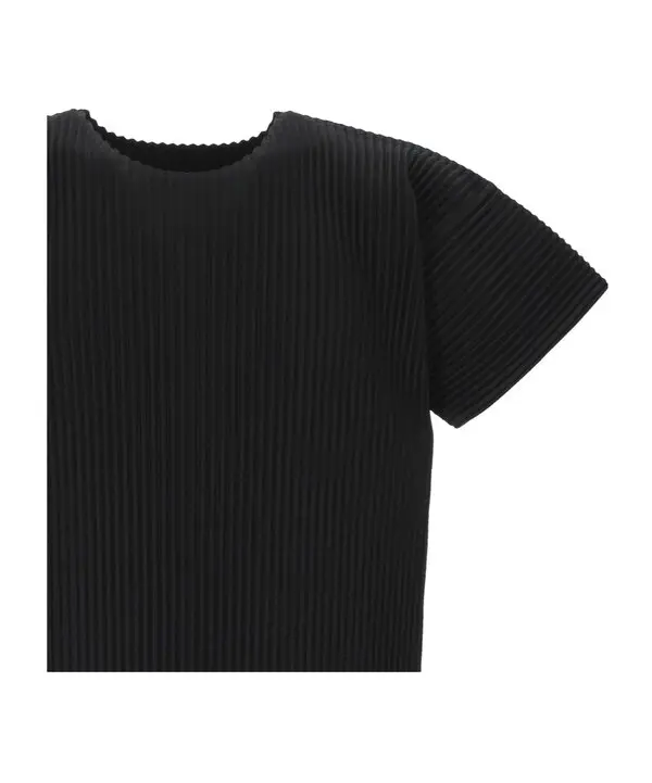 Issey Miyake Homme Plissé Pleated Crewneck T-shirt - Black