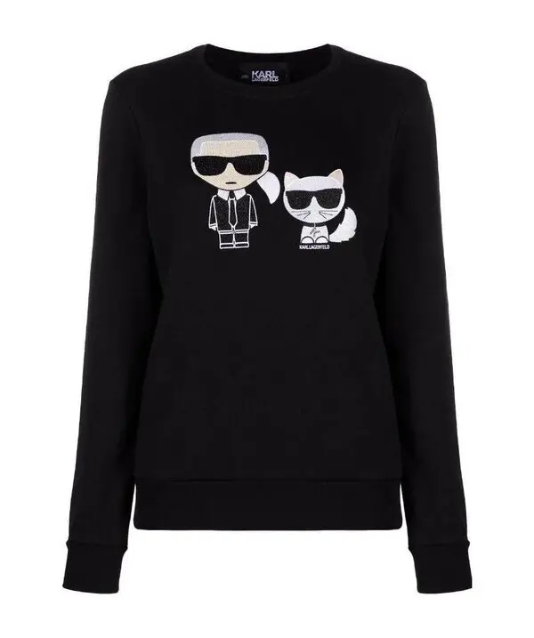 Karl Lagerfeld Printed Long Sleeve Crewneck Sweater