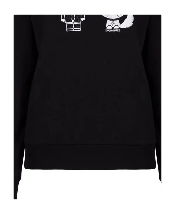 Karl Lagerfeld Printed Long Sleeve Crewneck Sweater