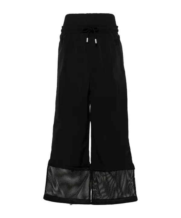 Off-White Drawstring Wide Leg Trousers With Mesh Detailing