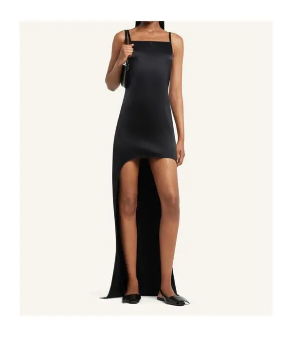 COURREGES Backless Satin Maxi Dress - Black