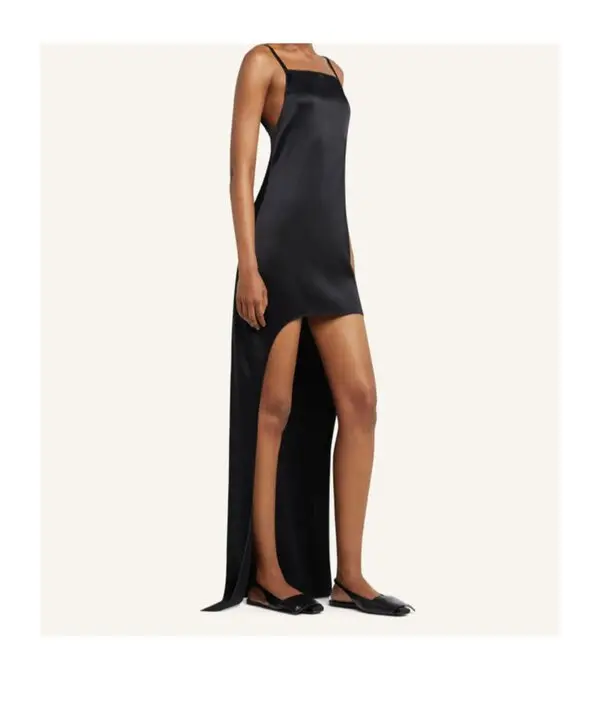 COURREGES Backless Satin Maxi Dress - Black