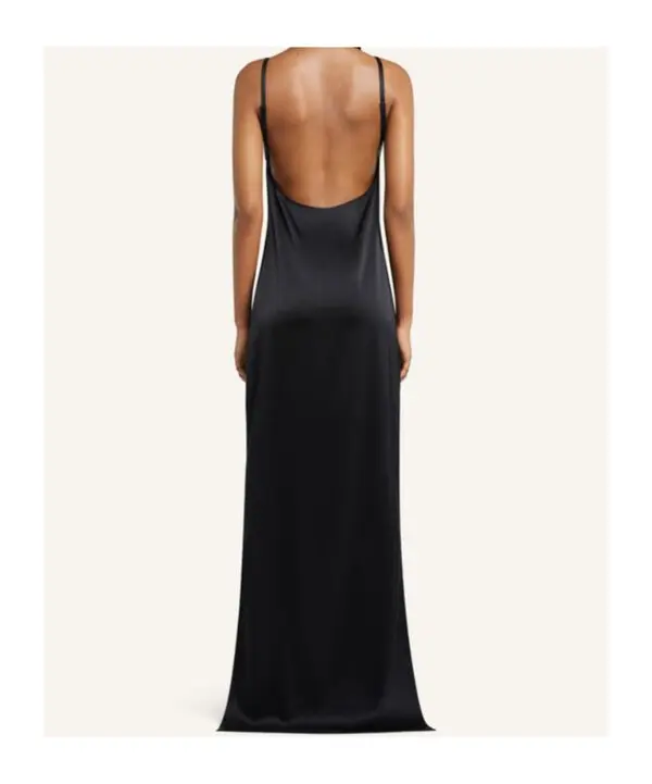 COURREGES Backless Satin Maxi Dress - Black