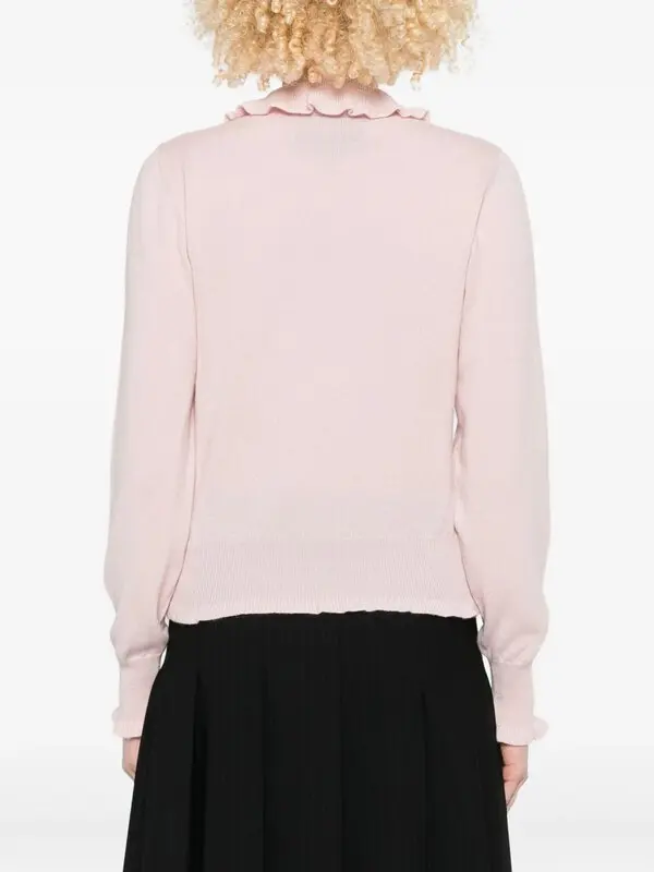 Valentino Garavani Knit Top With Ruffled Collar And Cuffs - Nude