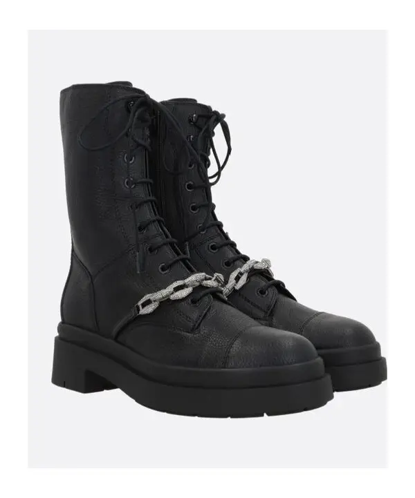 JIMMY CHOO Nari Combat Boots With Chain Detail