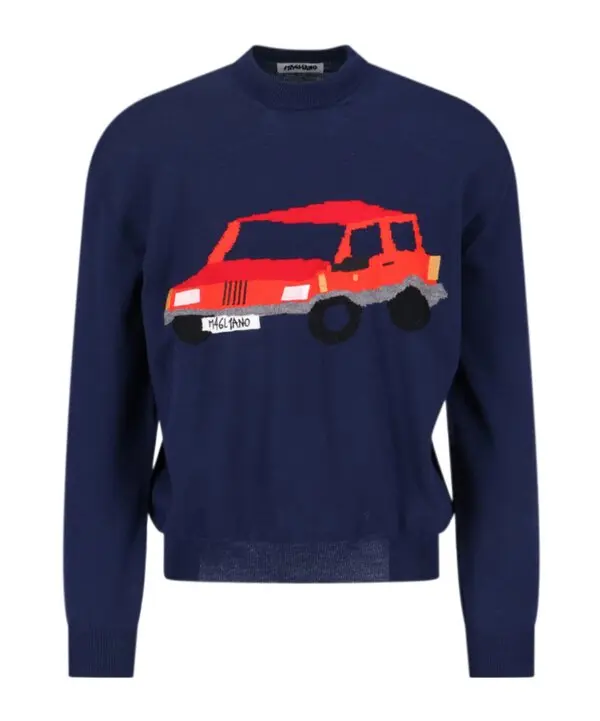 MAGLIANO Graphic Detailed Crewneck Sweater - Blue