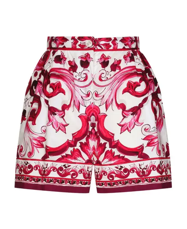 Dolce & Gabbana Dolce Gabbana Allover Printed Satin Shorts - Red