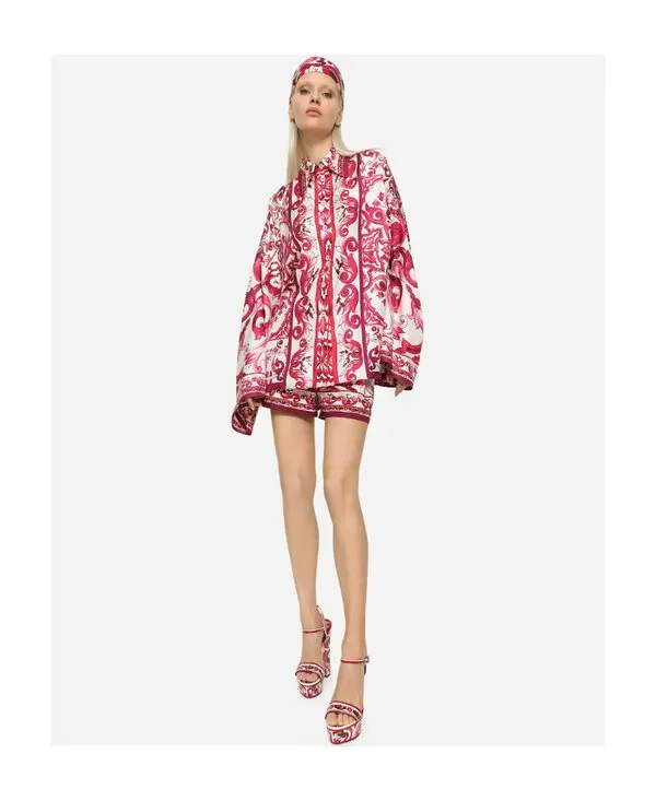 Dolce & Gabbana Allover Printed Satin Shorts - Red