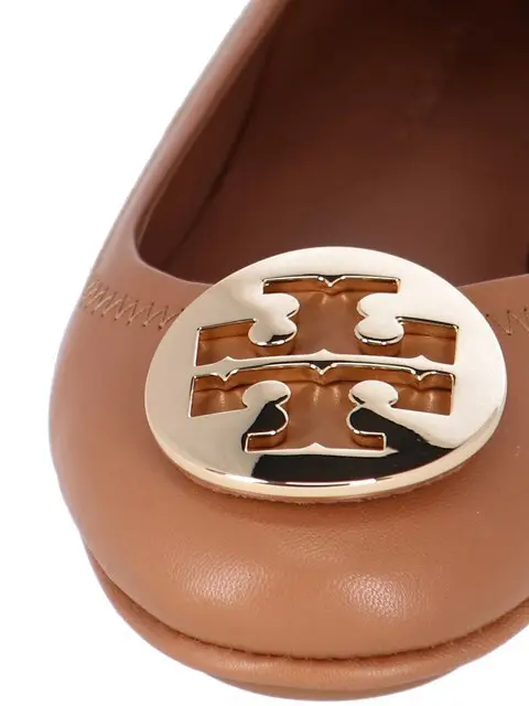 Tory Burch Minnie Travel Ballet Flats With Double T Logo Detail - Brown